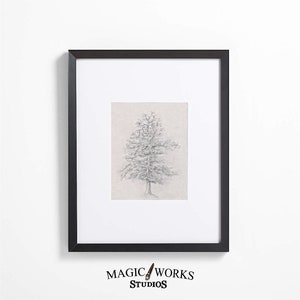 Printable Pine Tree Sketch, Abstract Single Tree Drawing, Download ...