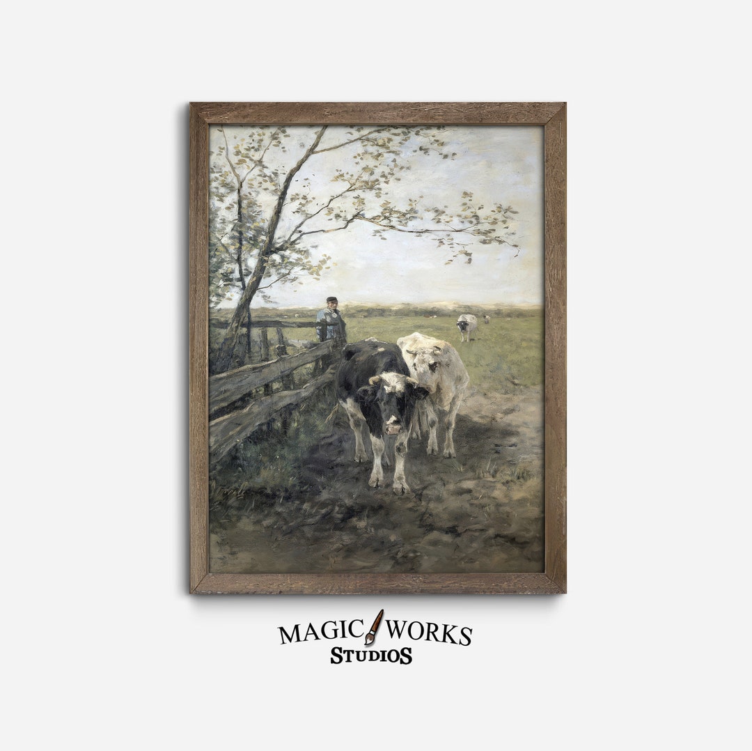 Cow Print Vintage Country Farm Wall Art, Farmhouse Print, Printable ...