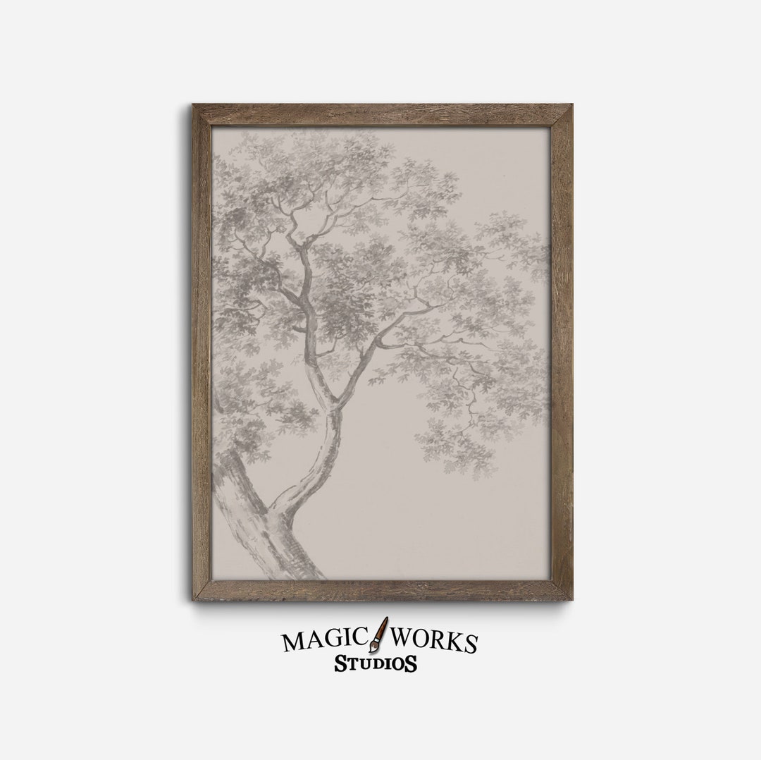 Decorative Tree Art Print - Vintage Tree Decoration | Tree Drawing ...
