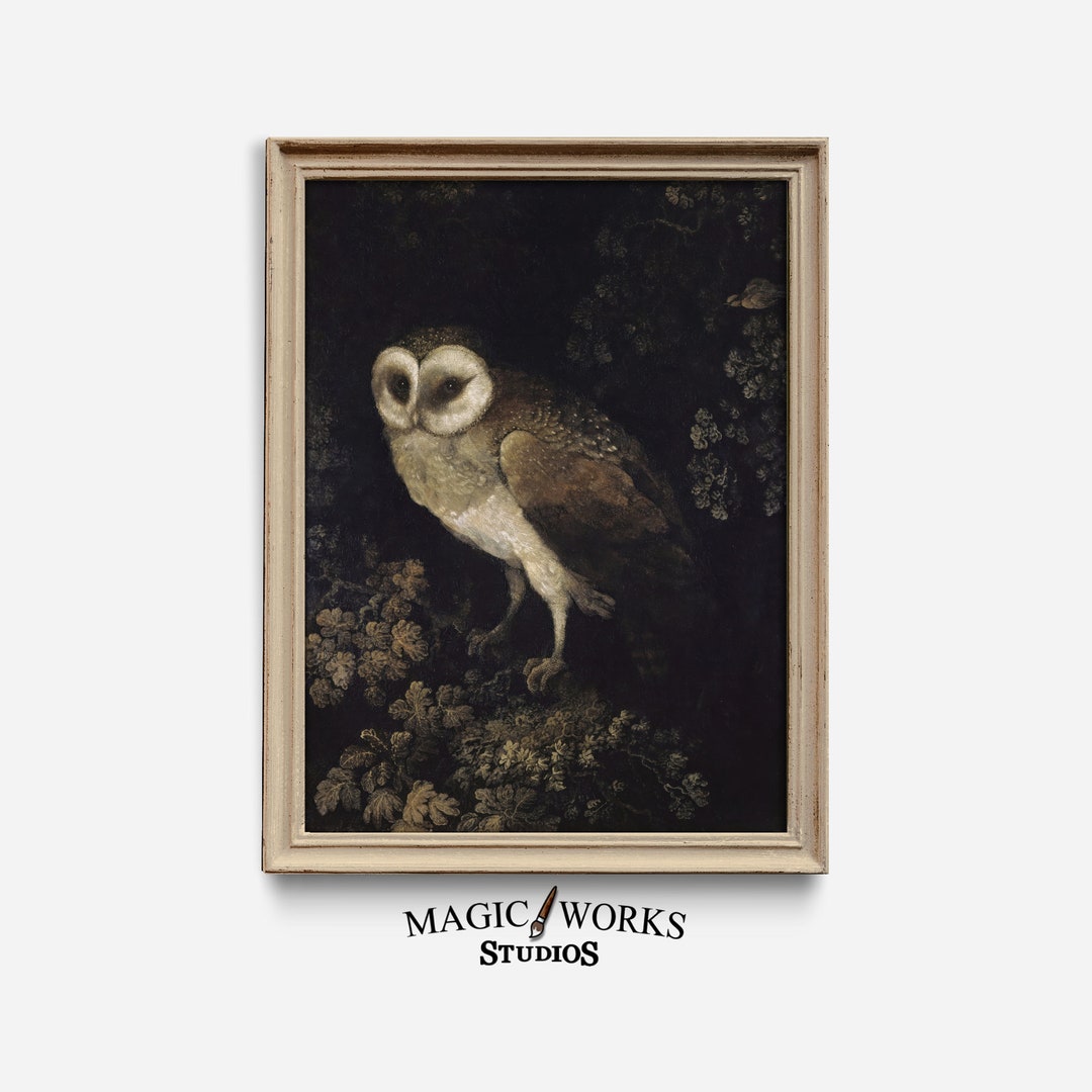 Vintage Owl Print - Neutral Cottage Decor, Printable Digital Download ...