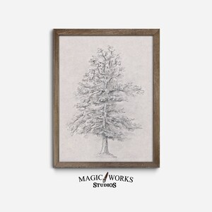 Printable Pine Tree Sketch, Abstract Single Tree Drawing, Download ...