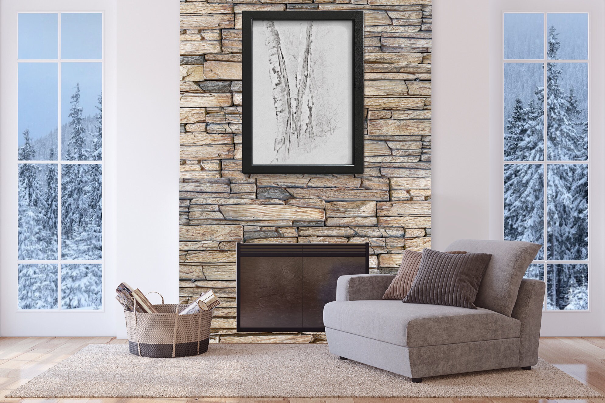 Printable Wall Art, Abstract Aspen Tree Stand Sketch, Tree Wall Art ...