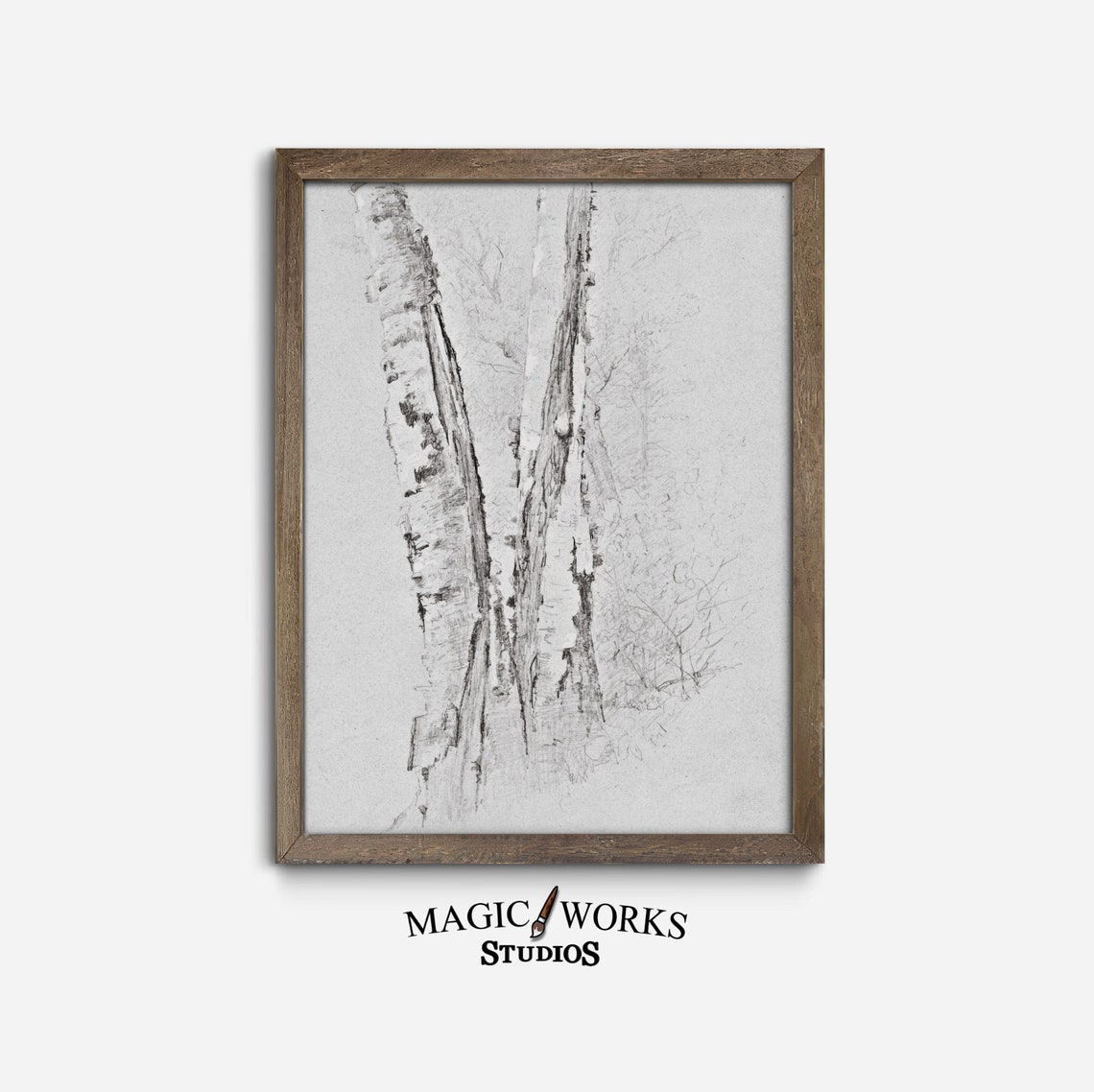 Printable Wall Art, Abstract Aspen Tree Stand Sketch, Tree Wall Art ...