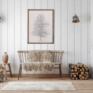 Printable Pine Tree Sketch, Abstract Single Tree Drawing, Download ...