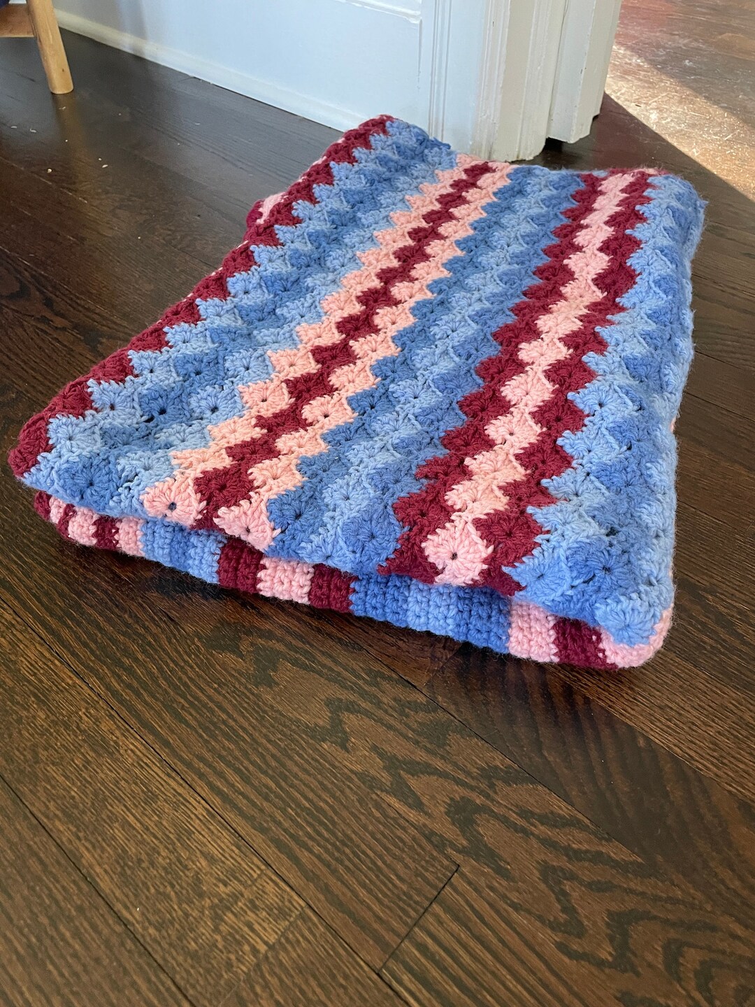 Vintage Hand-knit Throw Blanket - Etsy