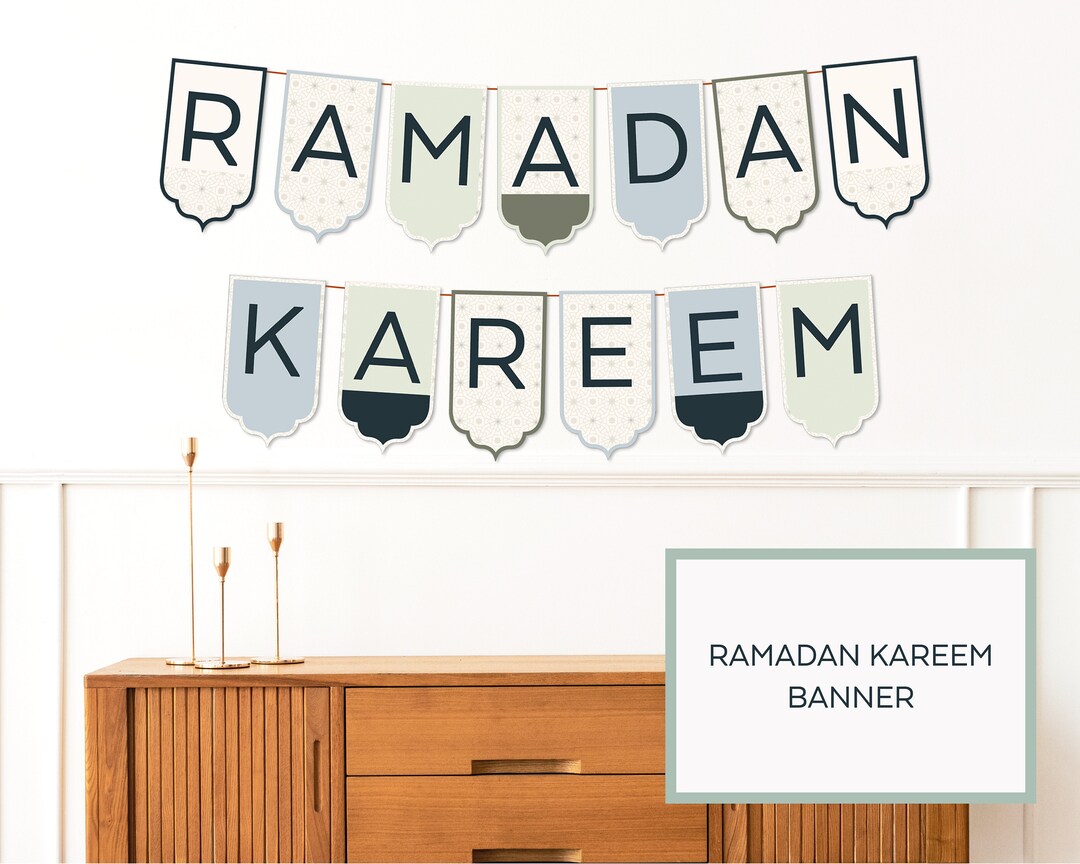Ramadan Banner Printable, Pastel Home Decor, Eid Mubarak Printable ...