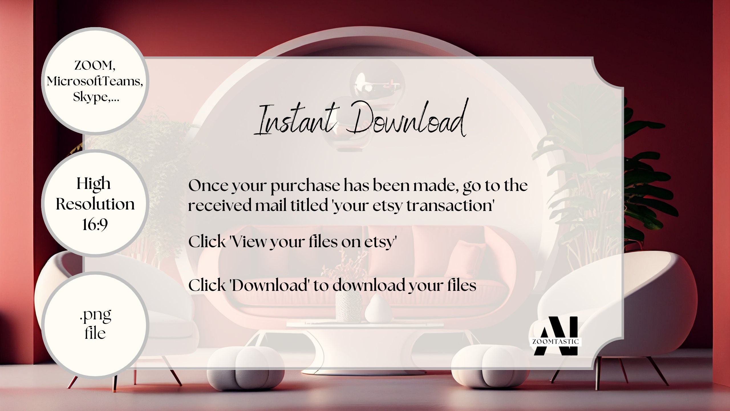 Zoom Background Red Interior #2| Virtual Background | Overlay for ...