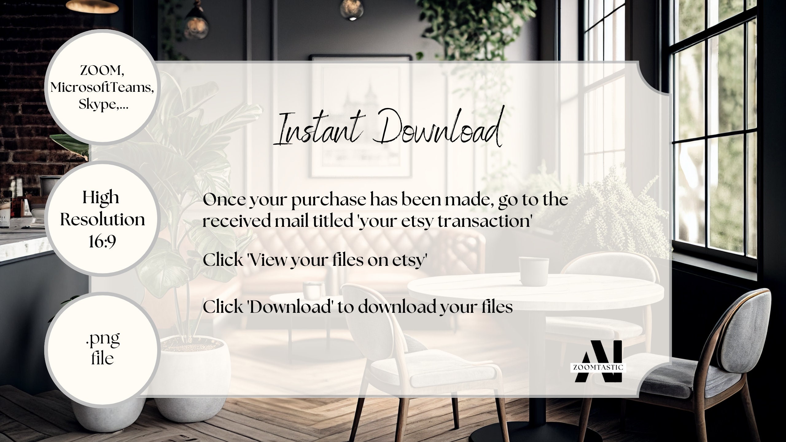 Zoom Background "classic" Pack of 4| Virtual Background | Overlay for ...