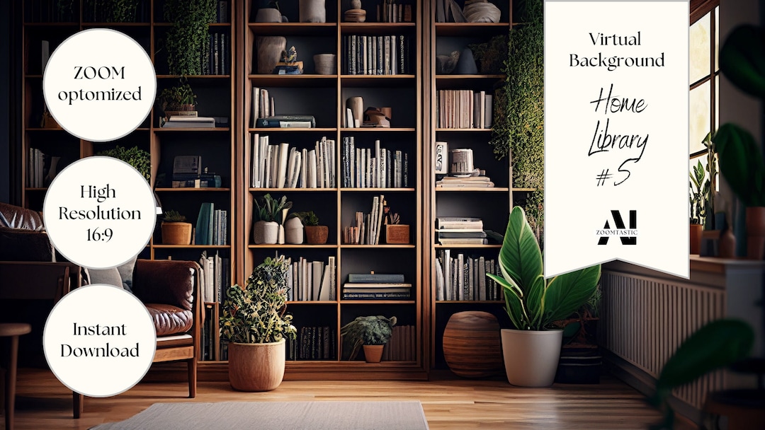 Zoom Background Home Library #5| Backdrop for Video Call | Zoom Home ...