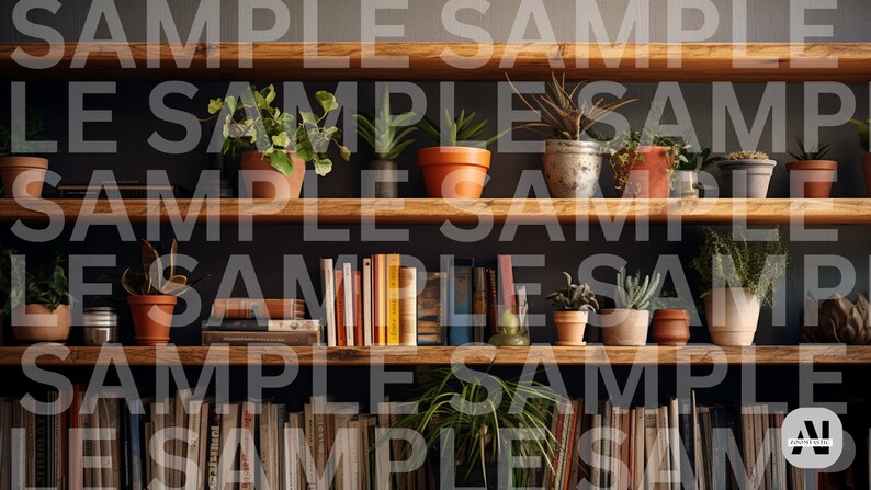 Cozy Shelf Zoom Background 4 backdrop for Video Call Zoom Home Office ...