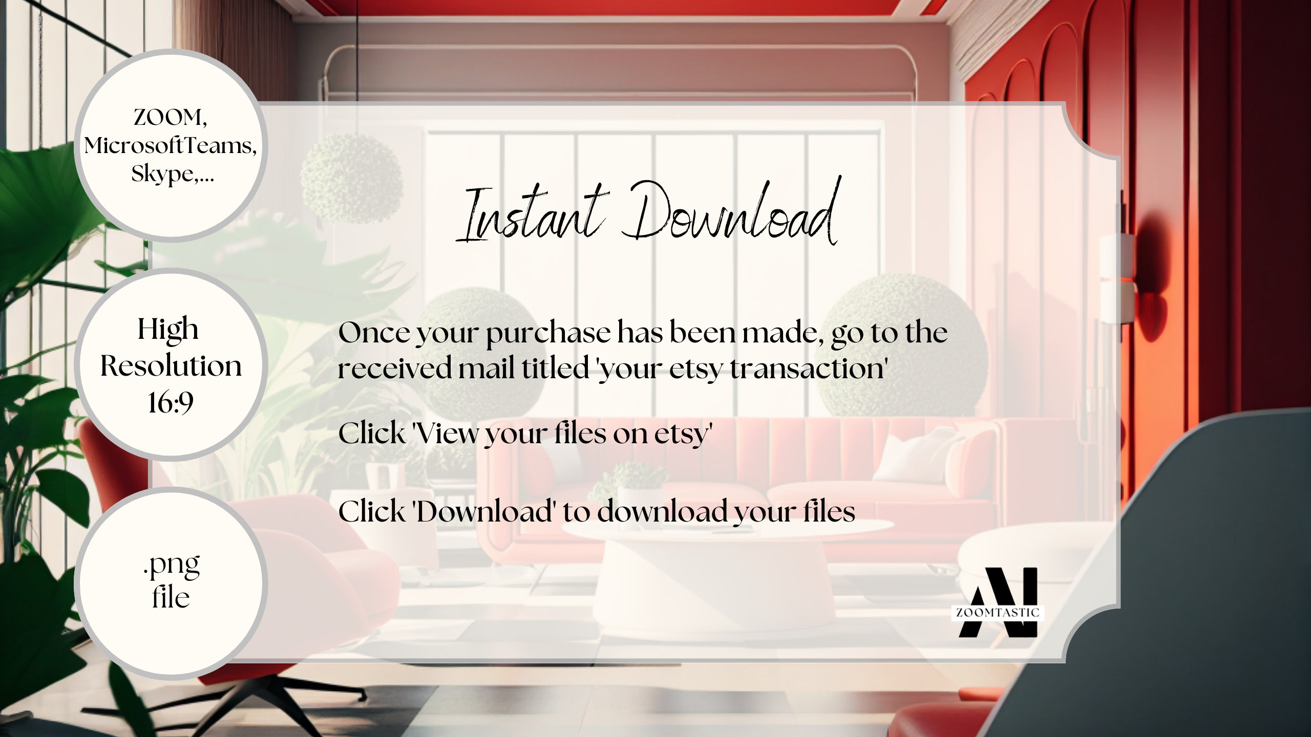 Zoom Background Red Interior #3| Virtual Background | Overlay for ...