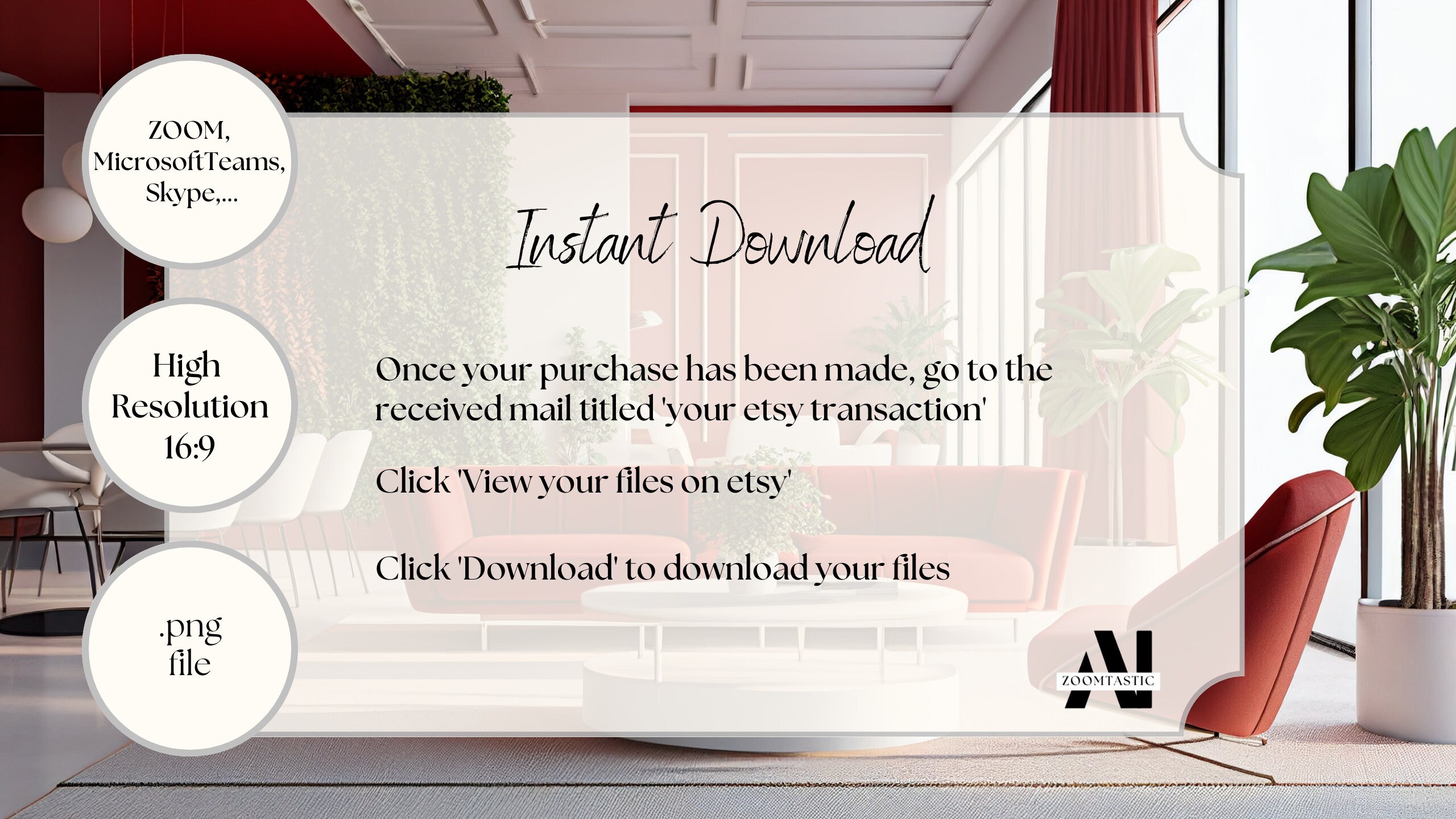 Zoom Background Red Interior #4| Virtual Background | Overlay for ...