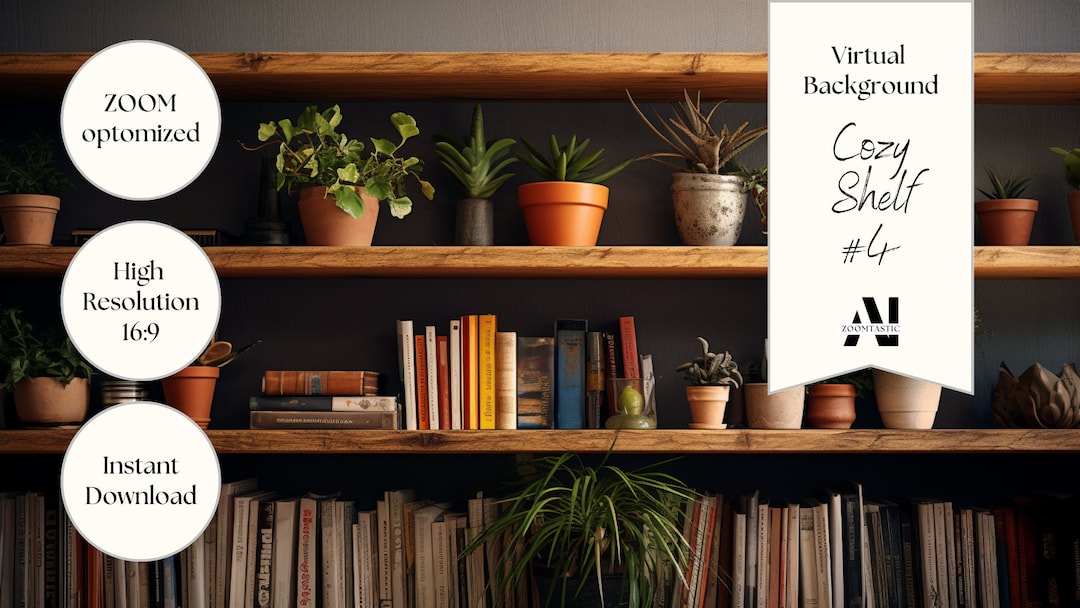 Cozy Shelf Zoom Background #4 |backdrop for Video Call | Zoom Home ...