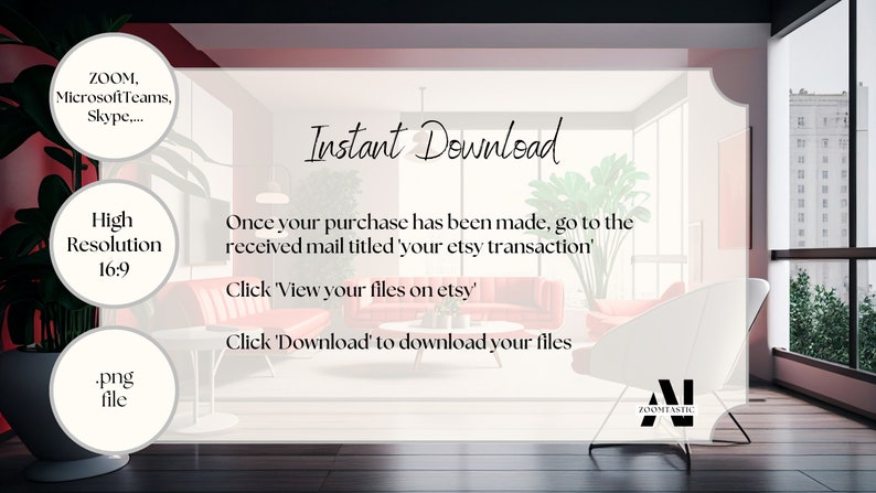 Zoom Background Red Interior #1| Virtual Background | Overlay for ...