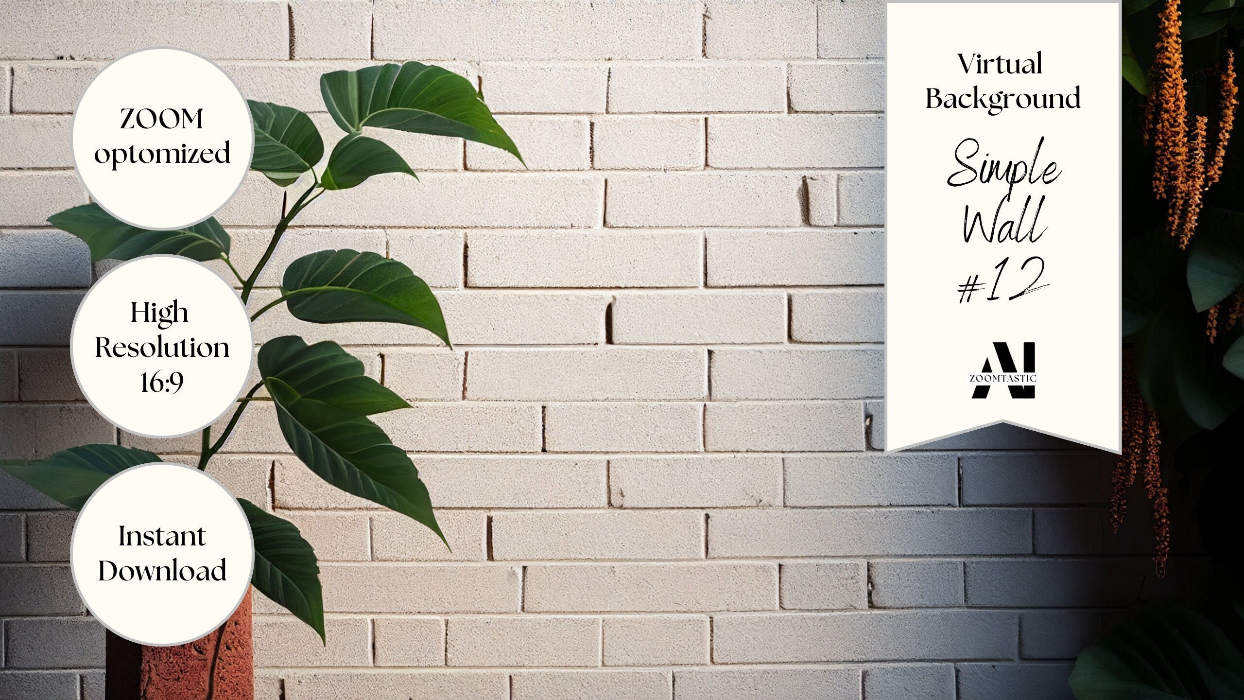 Simple Wall Zoom Background 12 backdrop for Video Call Zoom Home Office ...