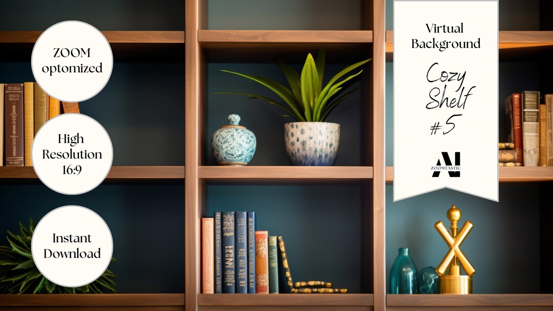 Cozy Shelf Zoom Background #5 |backdrop for Video Call | Zoom Home ...