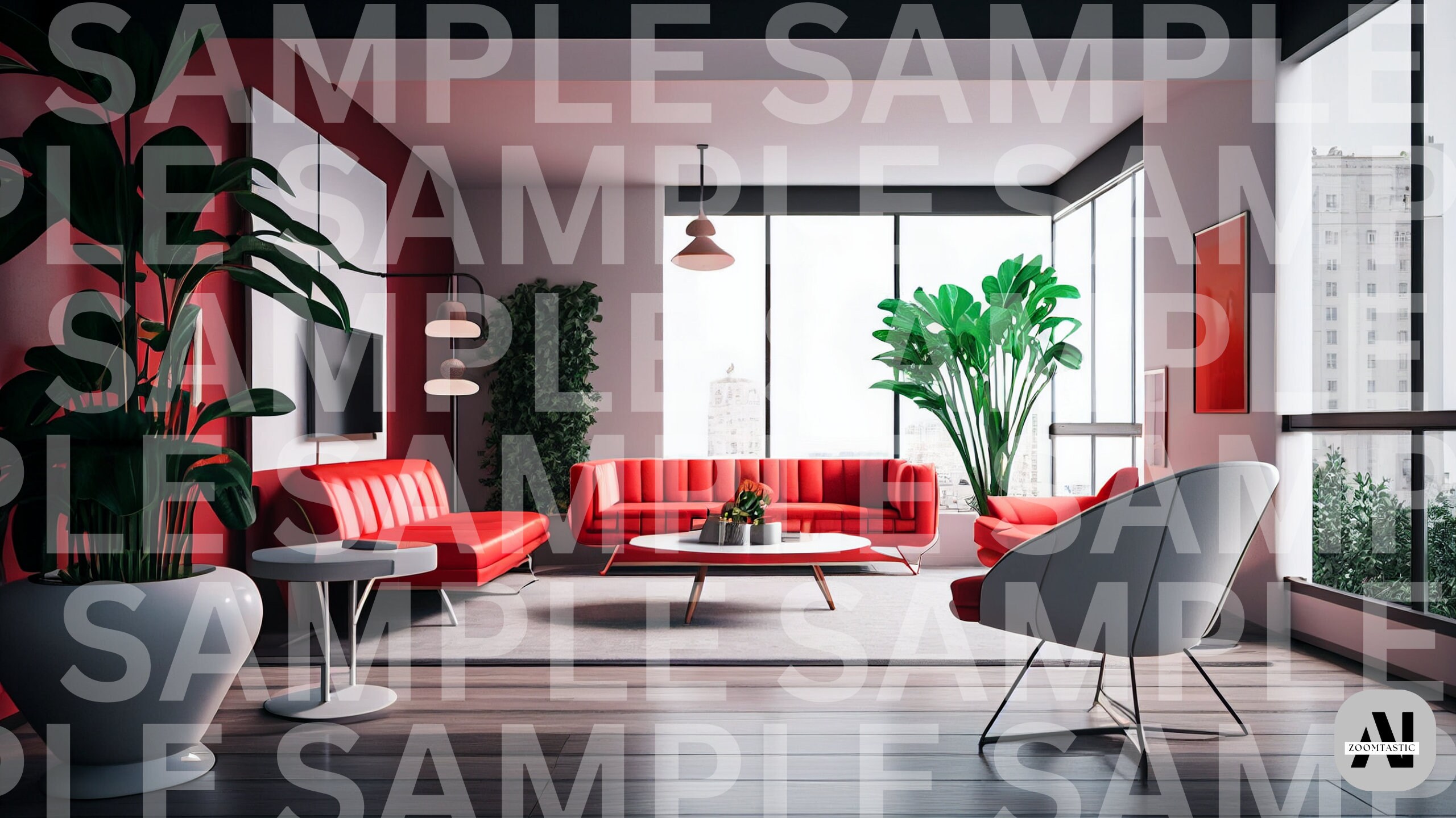 Zoom Background Red Interior #1| Virtual Background | Overlay for ...