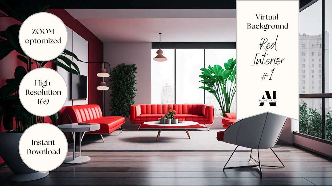 Zoom Background Red Interior #1| Virtual Background | Overlay for ...