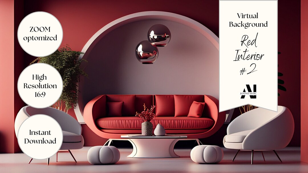 Zoom Background Red Interior #2| Virtual Background | Overlay for ...