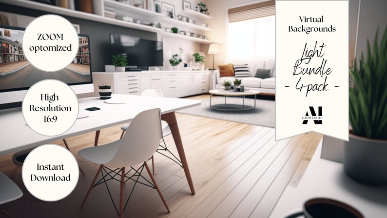 Zoom Background "light" Pack of 4| Virtual Background | Overlay for ...