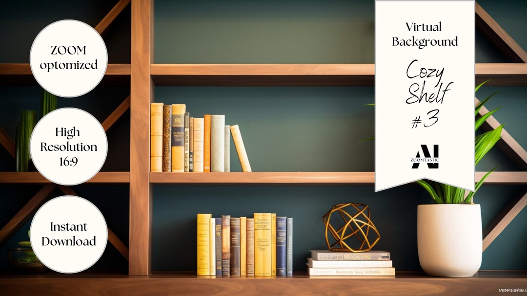 Cozy Shelf Zoom Background #3 |backdrop for Video Call | Zoom Home ...
