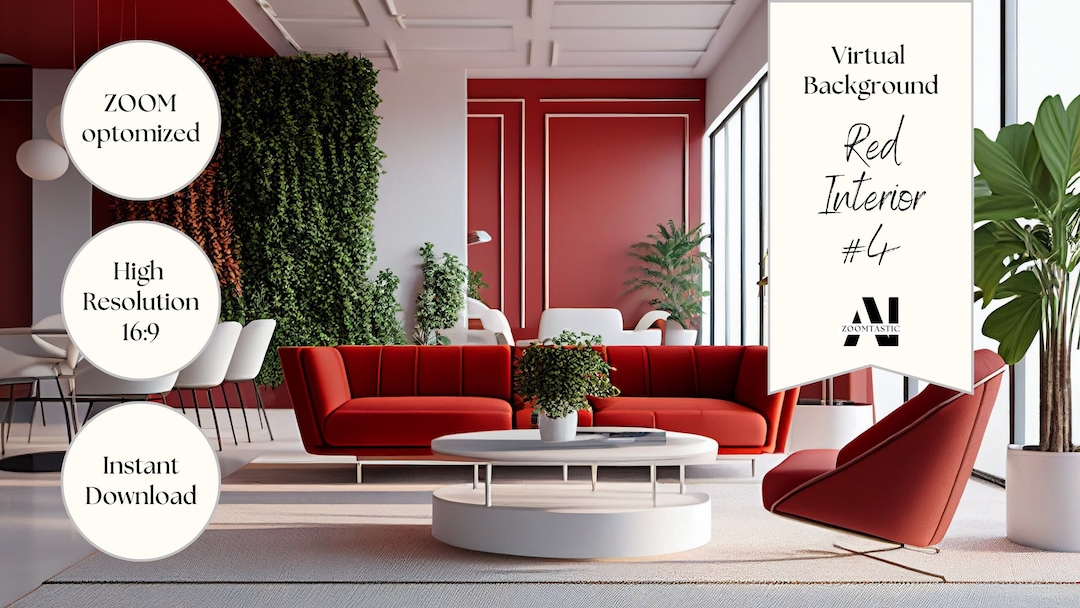 Zoom Background Red Interior #4| Virtual Background | Overlay for ...