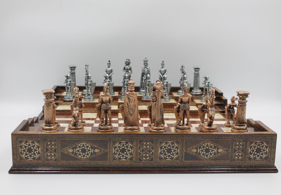 British Chess Set Arena Chess Set Metal Pieces Rosewood Chess Themed ...