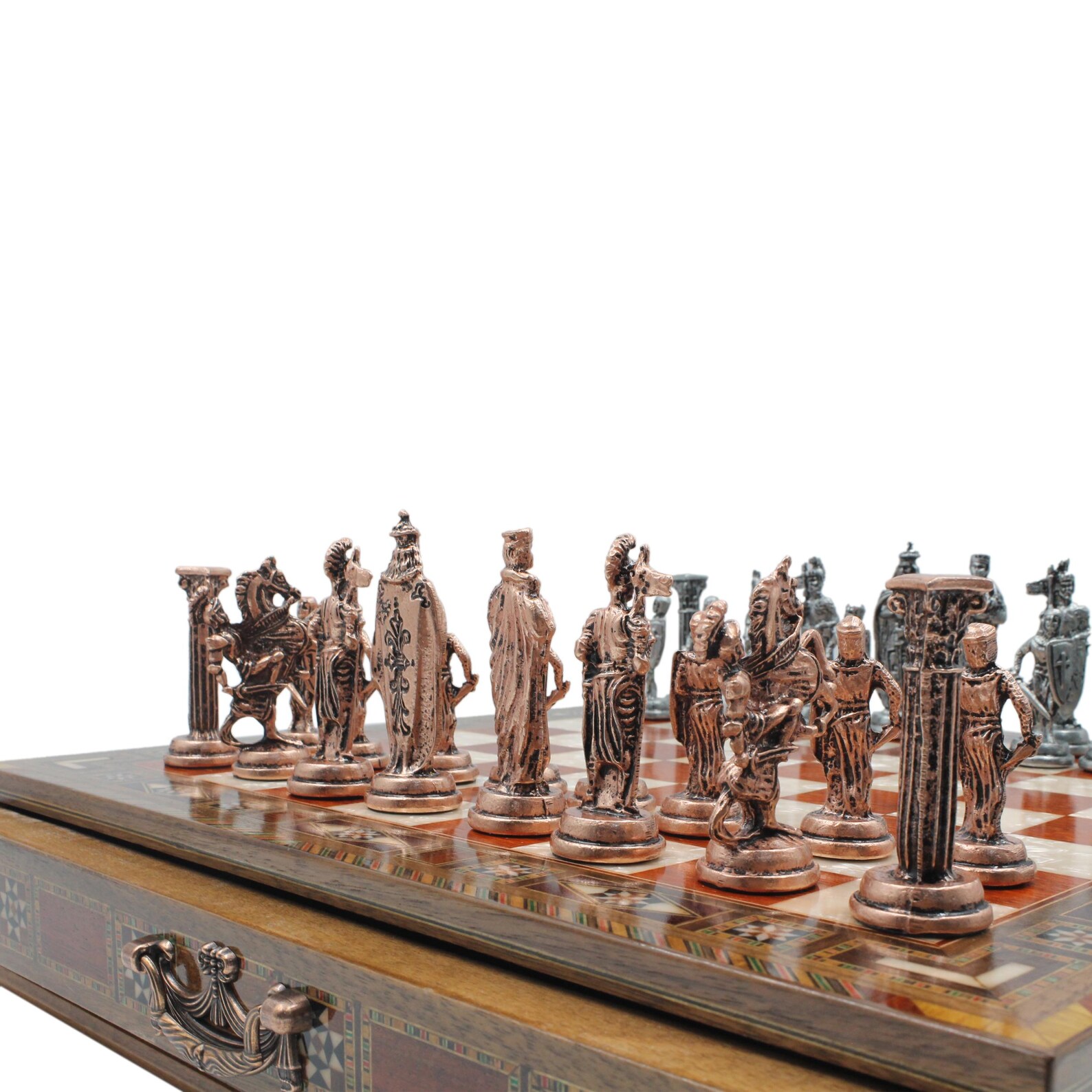 Rose Color British Chess Set Silver and Golden Chess Pieces Original ...