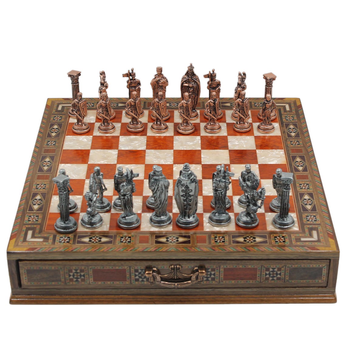 Rose Color British Chess Set Silver and Golden Chess Pieces Original ...