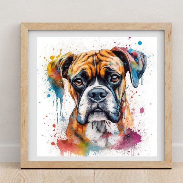 Boxer Watercolor - Etsy