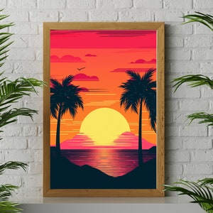 Sunset Print | Sunset Art | Sunset Poster | Retro Sunset - Etsy