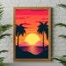 Sunset Print | Sunset Art | Sunset Poster | Retro Sunset - Etsy