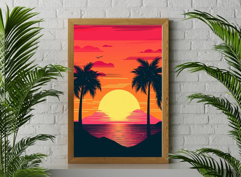 Sunset Print | Sunset Art | Sunset Poster | Retro Sunset - Etsy