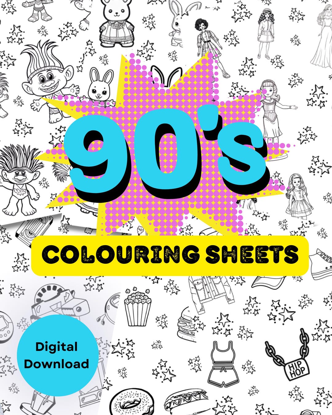 90s Nostalgia Coloring Book Colouring in for Adults Colouring ...