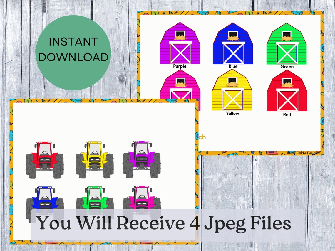 Tractor Colour Matching Activity for Toddler Color Homeschool Resource ...
