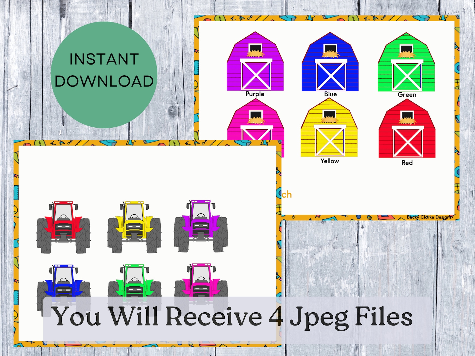 Tractor Colour Matching Activity for Toddler Color Homeschool Resource ...