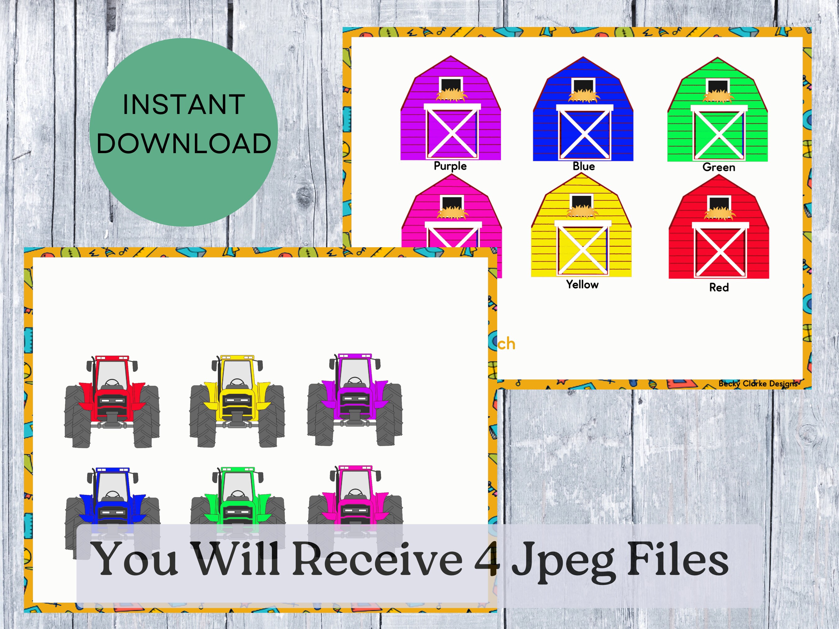 Tractor Colour Matching Activity for Toddler Color Homeschool Resource ...