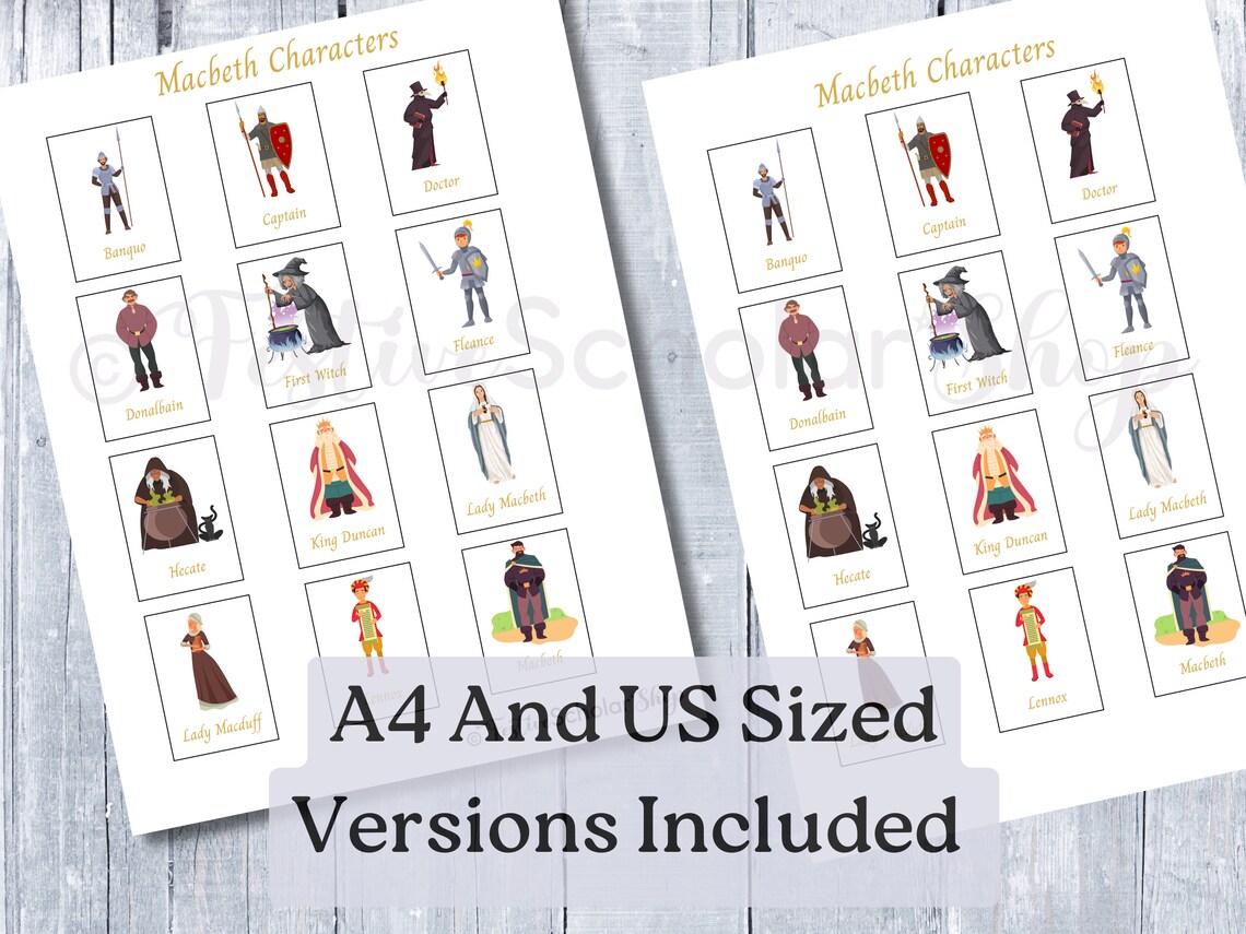 Macbeth Character Flashcards for Guessing Game Printable Macbeth ...