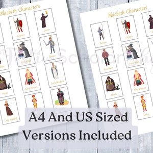 Macbeth Character Flashcards for Guessing Game Printable Macbeth ...