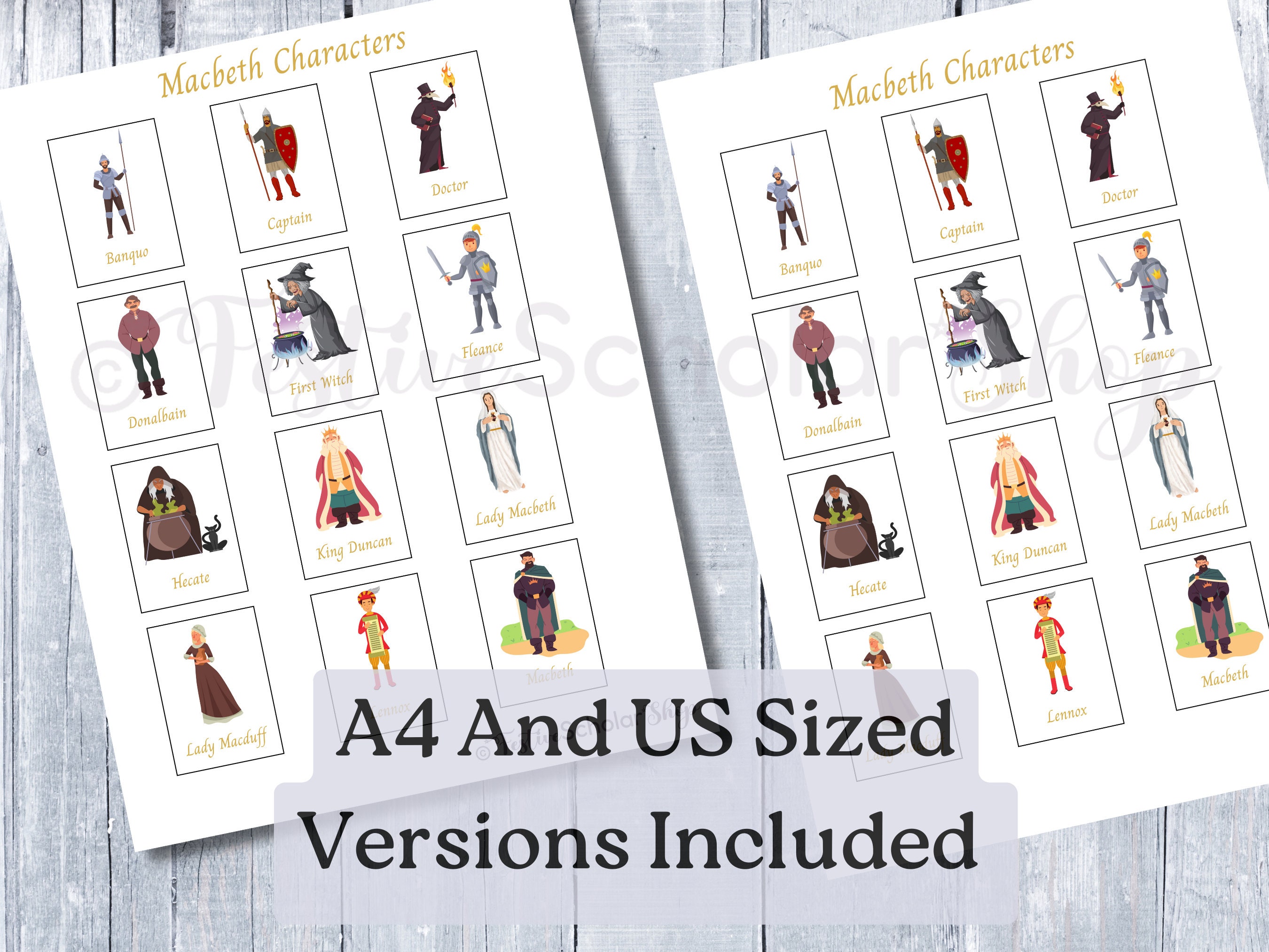Macbeth Character Flashcards for Guessing Game Printable Macbeth ...