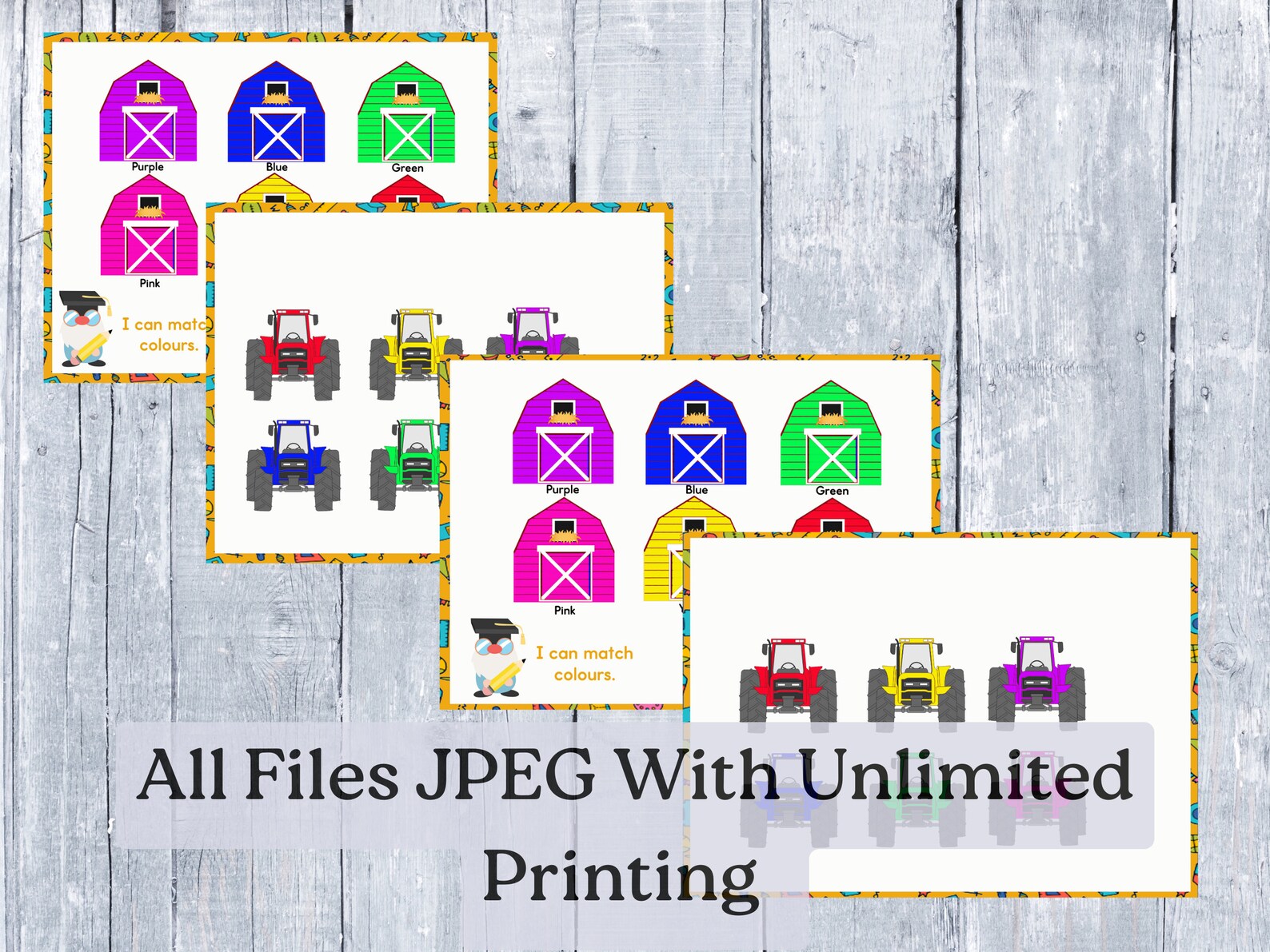 Tractor Colour Matching Activity for Toddler Color Homeschool Resource ...