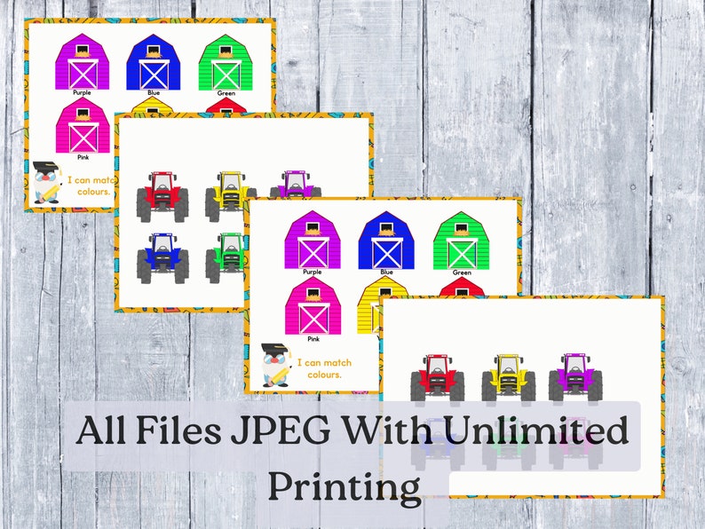 Tractor Colour Matching Activity for Toddler Color Homeschool Resource ...