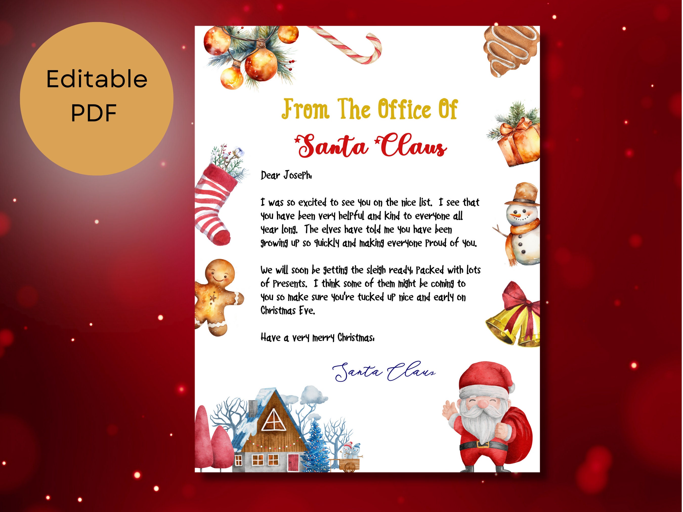 Custom Santa Letter for Kids Printable Letter From Santa With ...