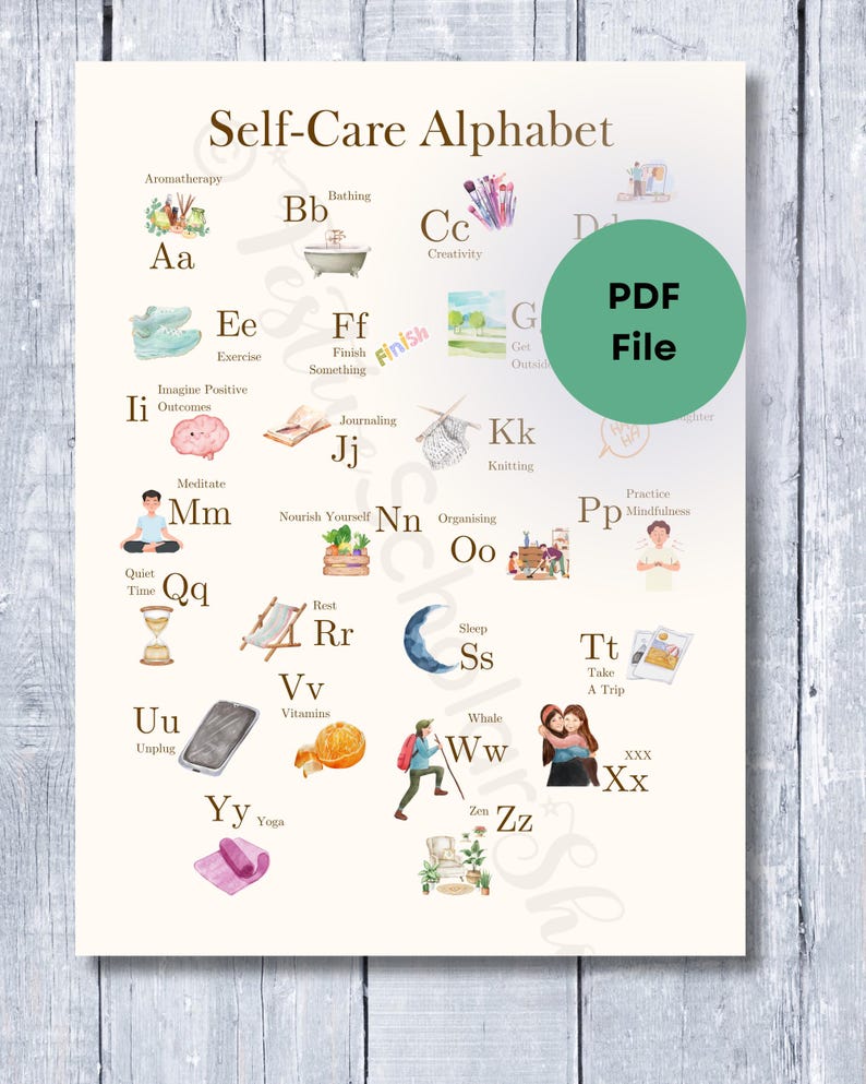 Self-care Alphabet Poster Printable Mental Health Support for Students ...
