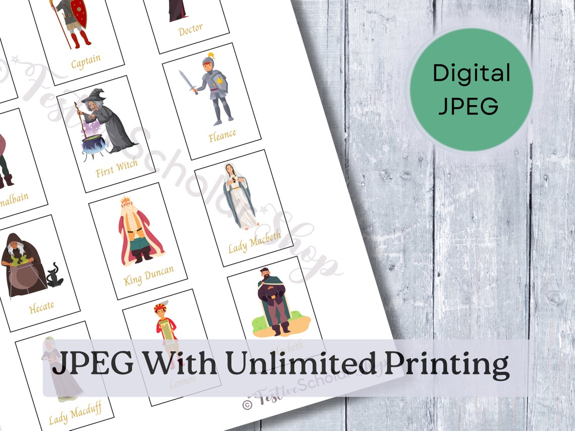 Macbeth Character Flashcards for Guessing Game Printable Macbeth ...