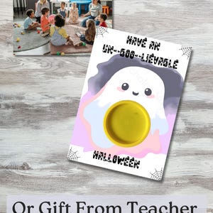 Cute Ghost Halloween Play Dough Holder Printable Gift Card Template for ...