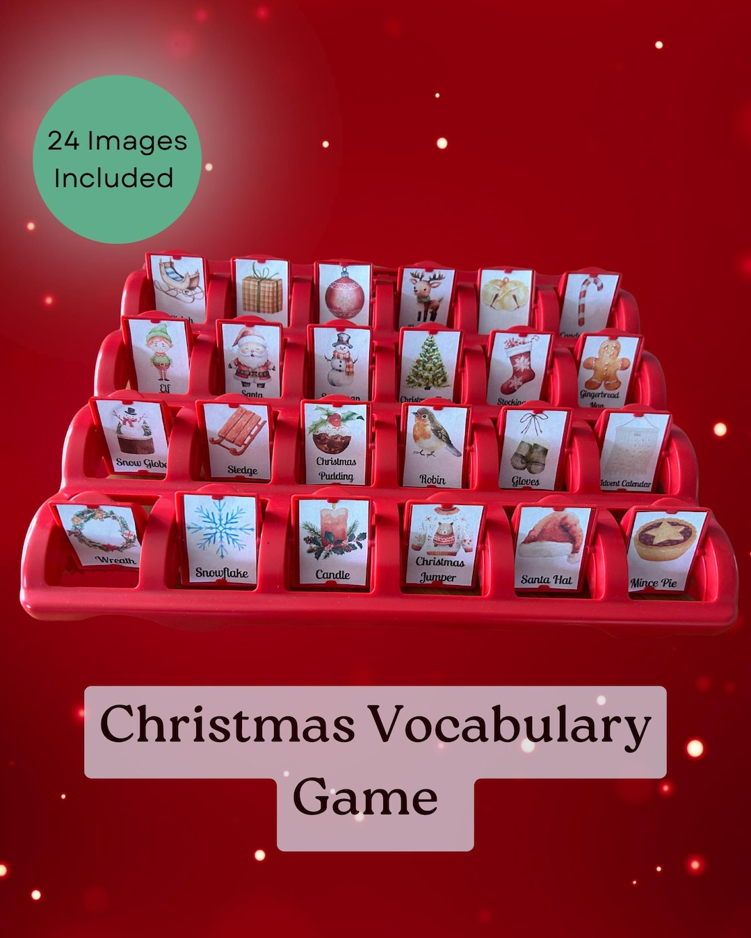 Christmas Flashcards for Guessing Game Printable Xmas Vocabulary for ...