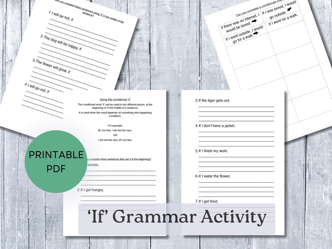 Conditional If English Grammar Worksheets for EAL Pupils Grammar ...