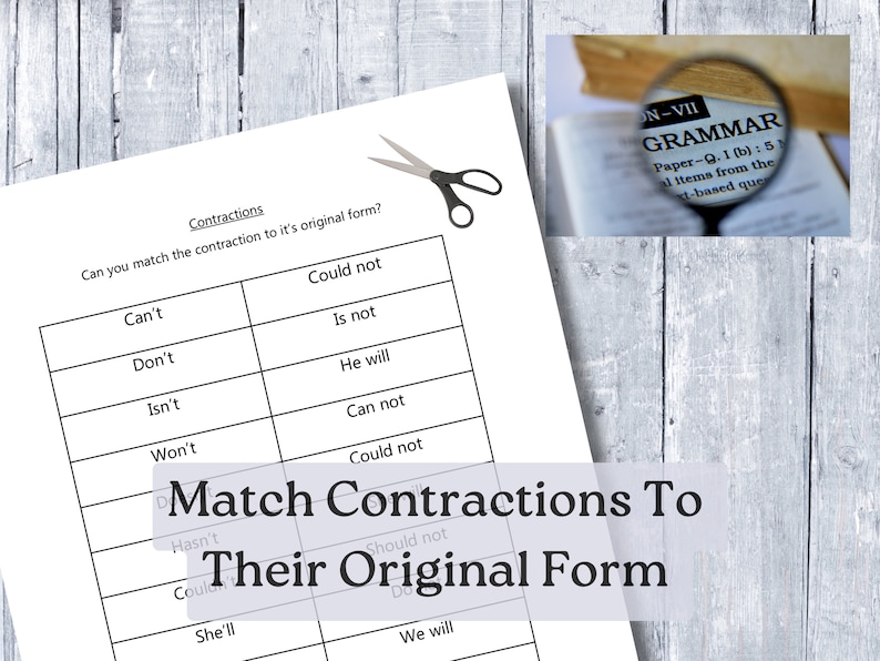 English Grammar Contractions Printable Worksheets for English Lessons ...
