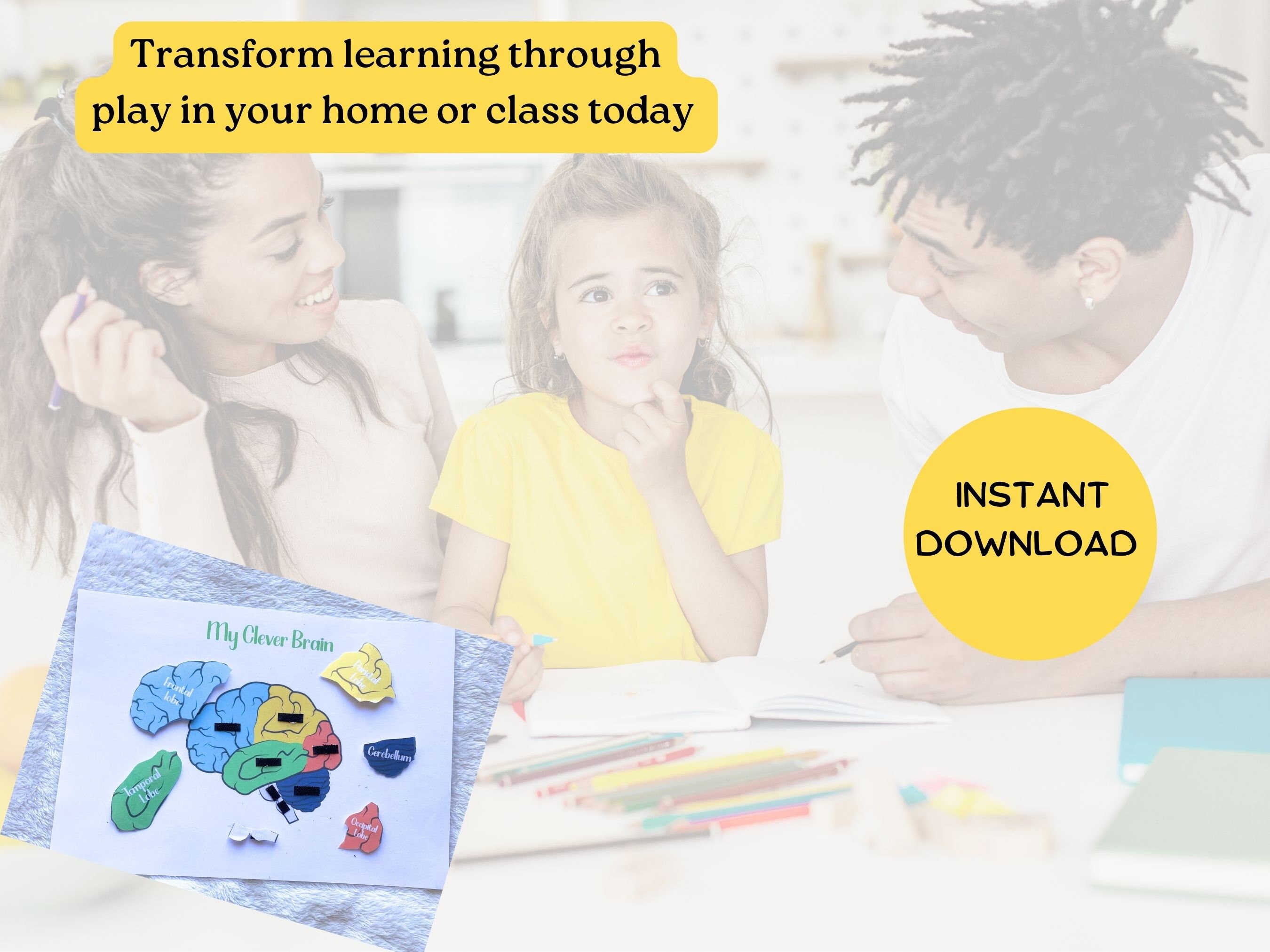 Parts of the Brain Printable Worksheet Brain Anatomy Teaching - Etsy